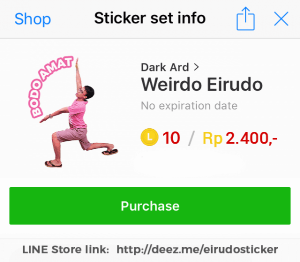 LINE Sticker Paling Unfaedah: Werido Eirudo. Cuman 10 Coins!